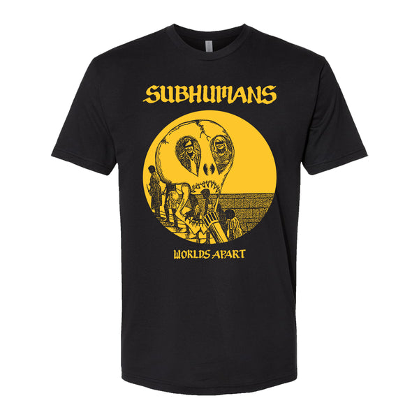 Subhumans - Worlds Apart Skull - Black - T-Shirt - Pirates Press Records
